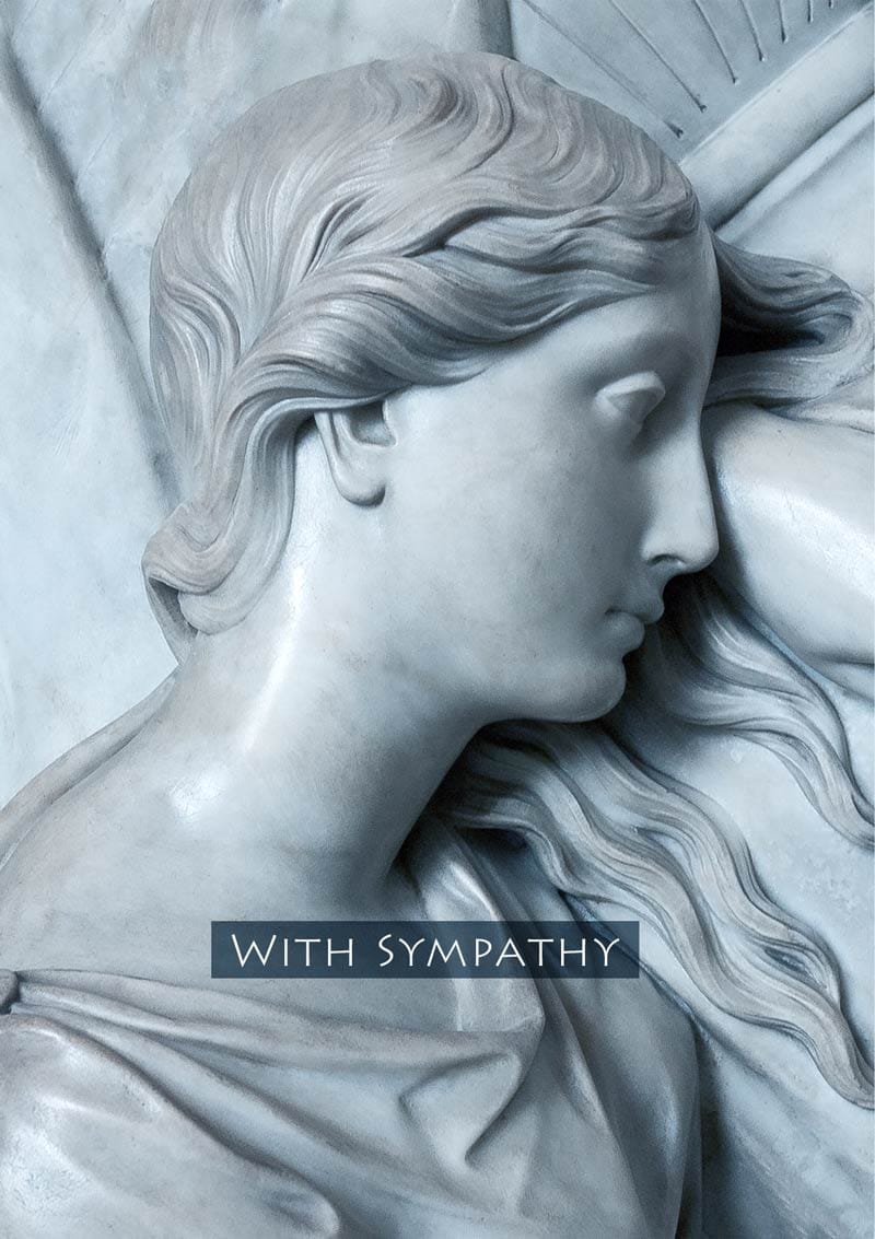 Classic is a sympathy card with a woman in marble and 'With Sympathy'